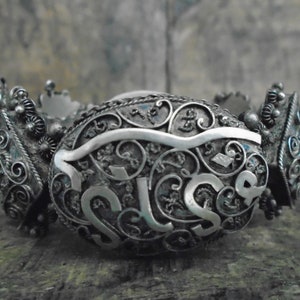 Antique Moroccan Islamic Berber Silver Filigree Bracelet Bangle Tarnish ...