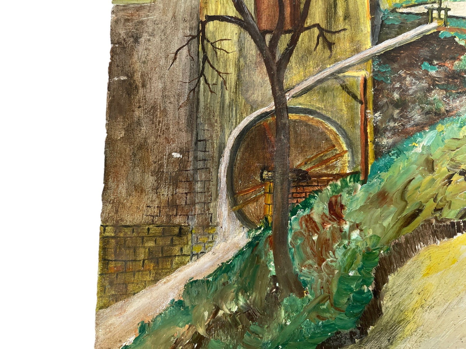 Vintage French Water Mill Trees Painting Acrylic Trees Countryside on ...
