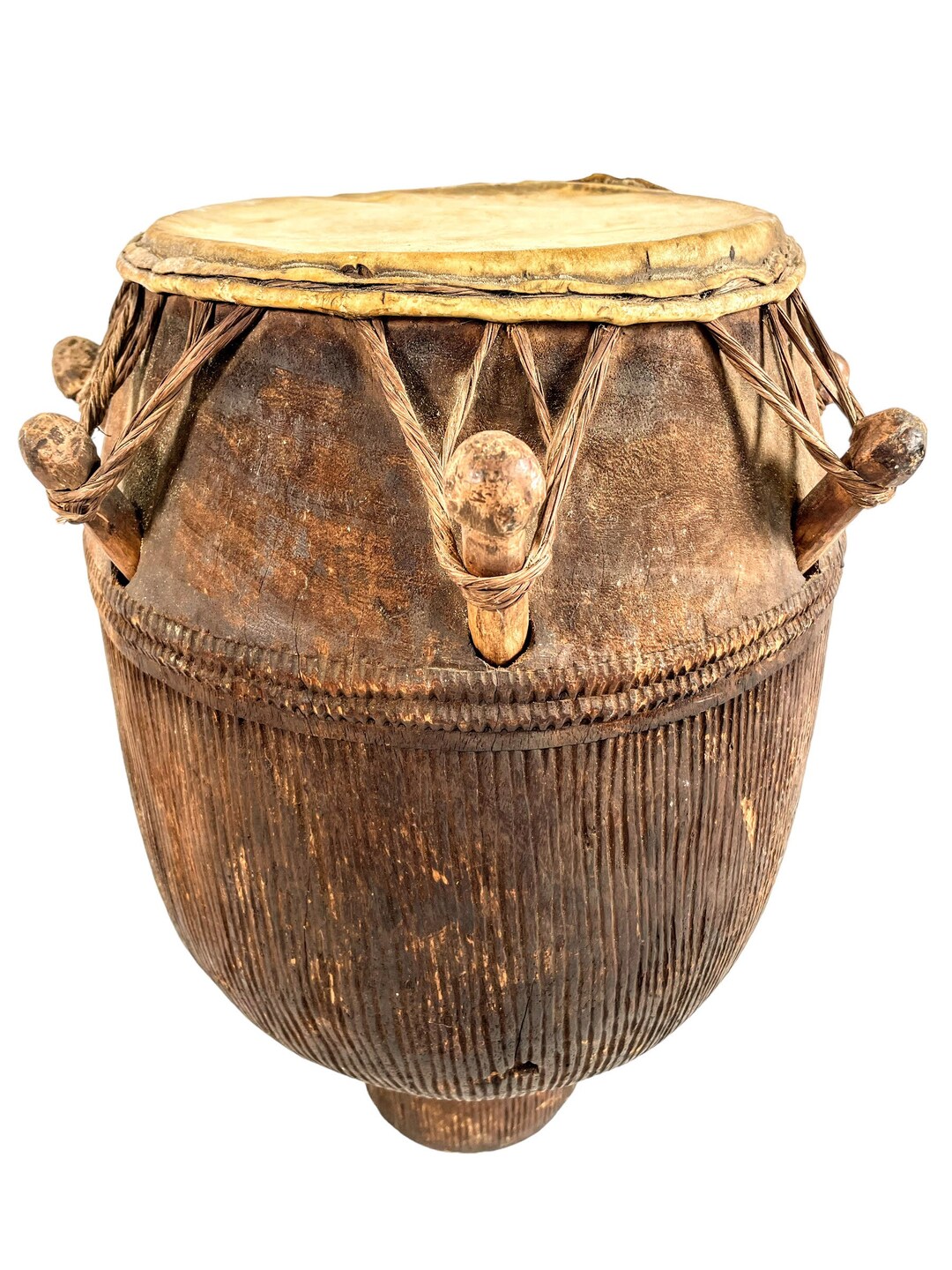 Vintage African Heavy Drum Beater Musical Instrument Drum Wooden Decor ...