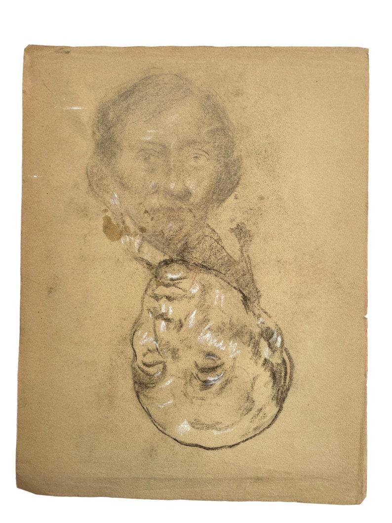 Vintage French Pencil Drawing Sketch Study Crocky Portrait on - Etsy