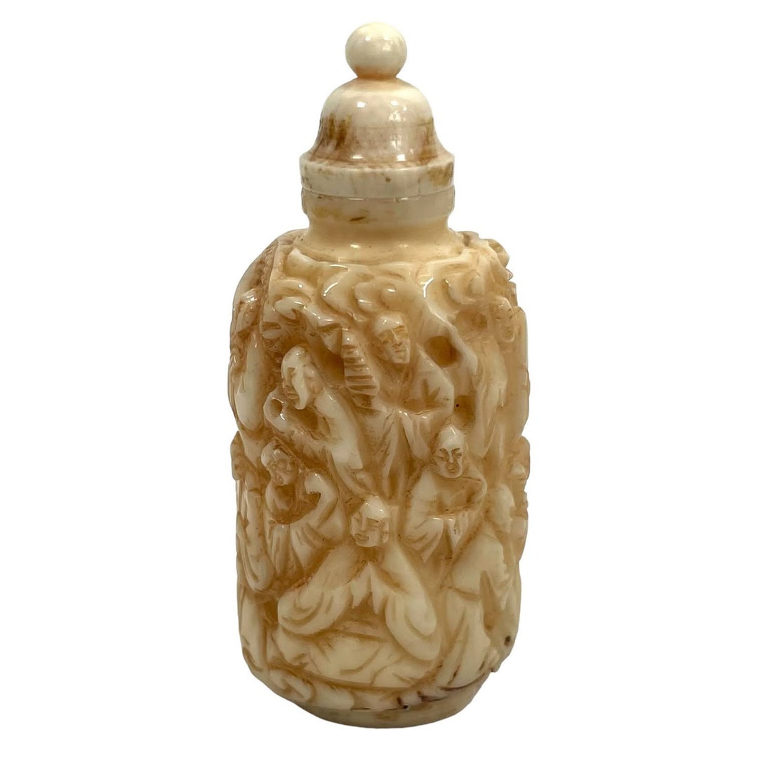 Vintage Chinese Snuff Smelling Salts Hand Painted Small Bottle Holder ...