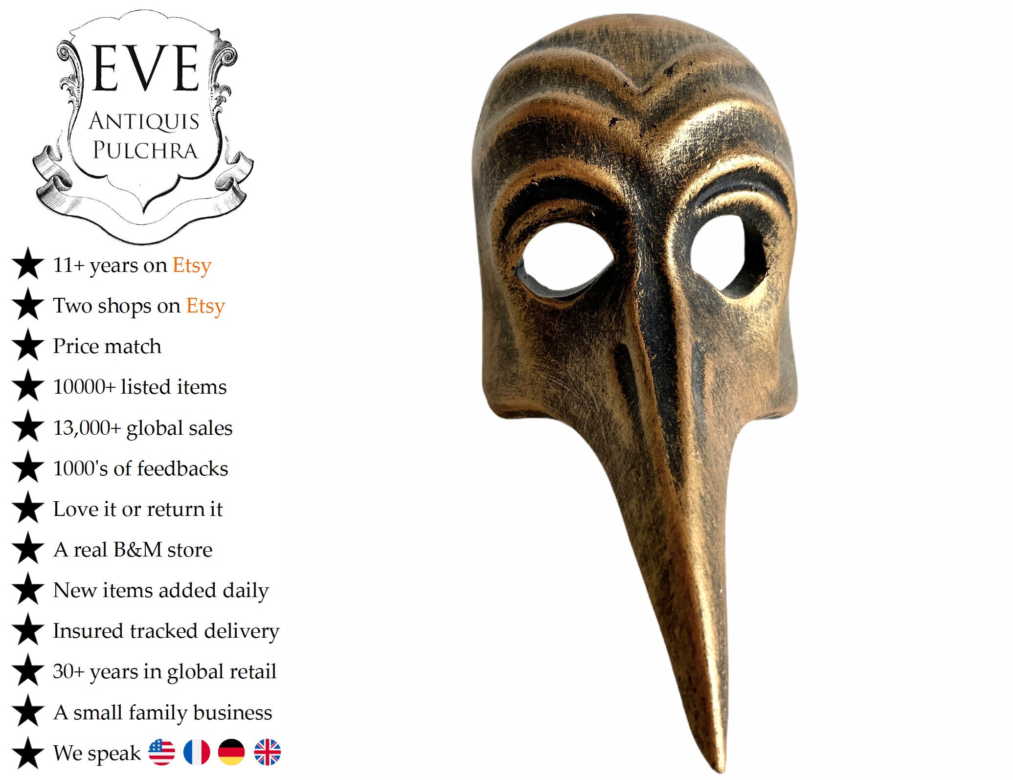 Vintage French Plague Doctor Phantom of the Opera Plaster Mask - Etsy