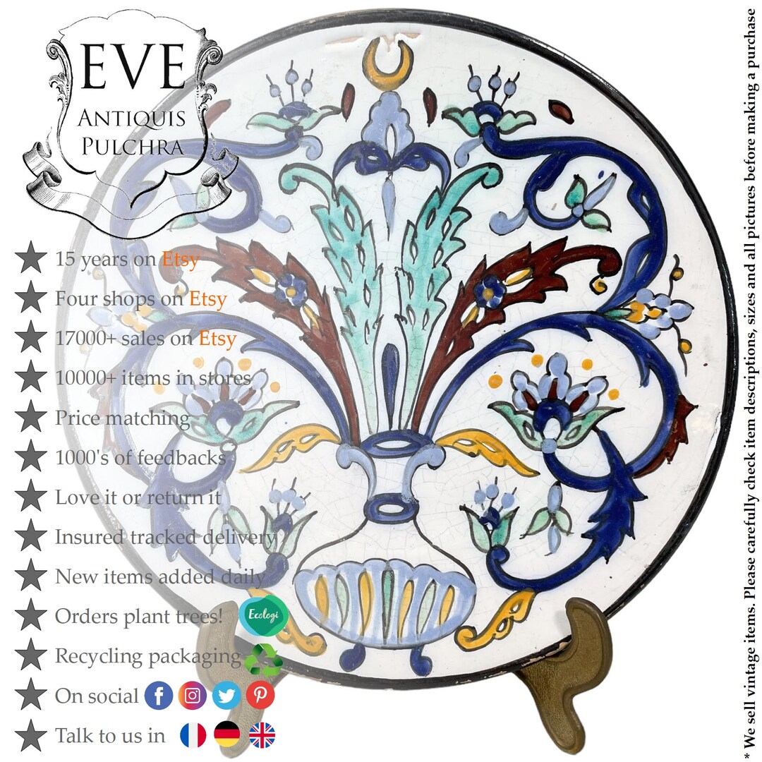 Vintage Middle Eastern Plate Dish Bowl Pottery Clay Arabian Theme ...