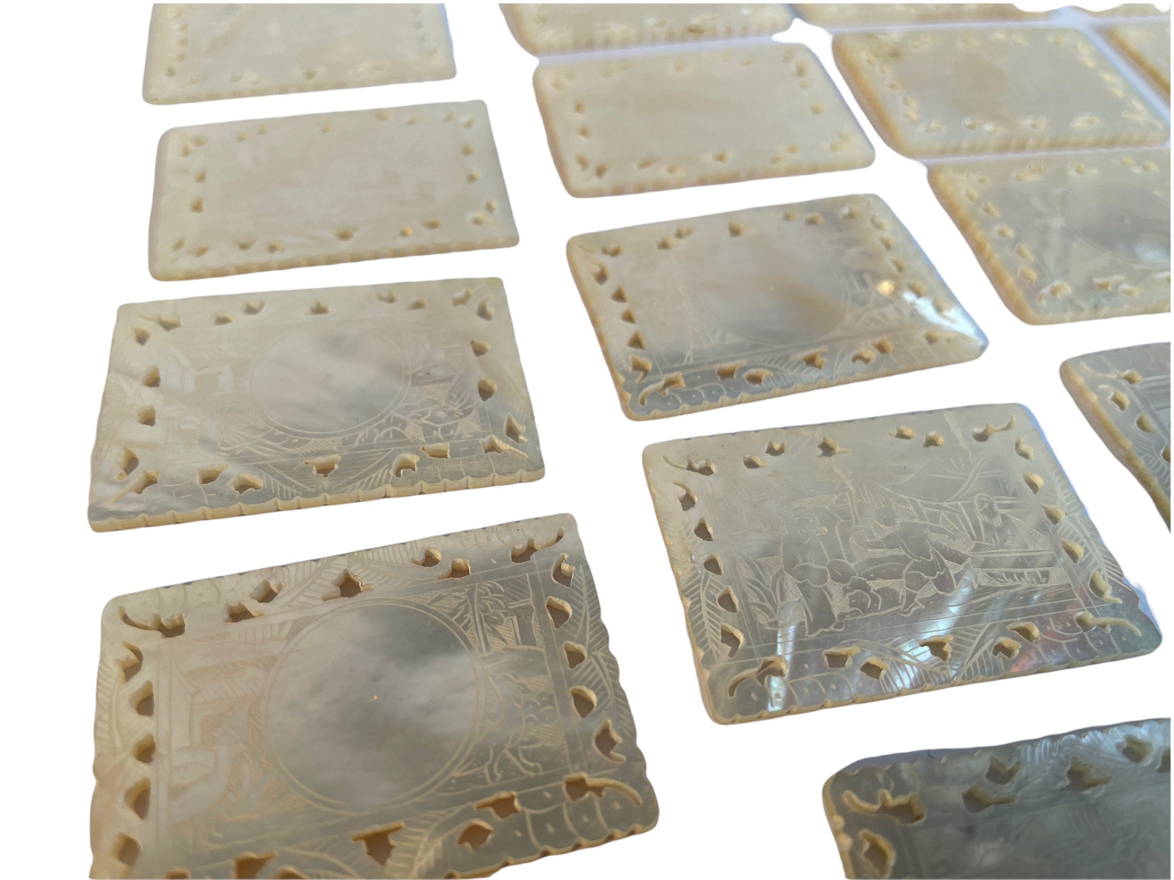 Antique Chinese INDIVIDUAL Mother of Pearl Lattice Edged - Etsy