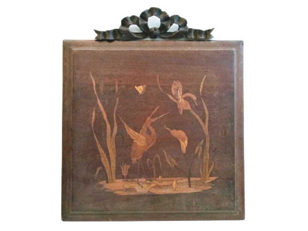 Antique French Furniture Panel Stork Wooden Panel Wall Hanging Statue ...