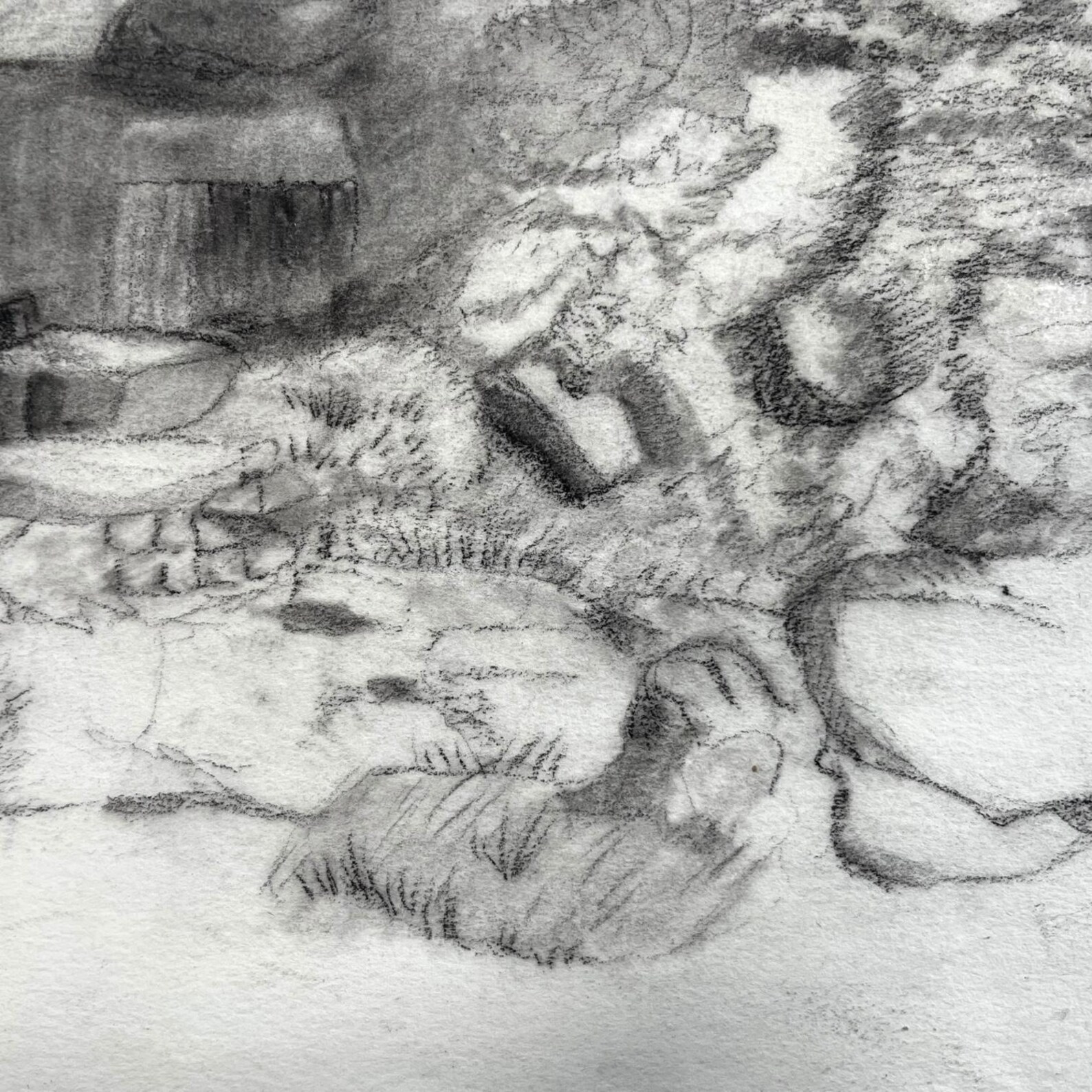 Antique French Pencil Charcoal Drawing Sketch Study Church Castle City ...