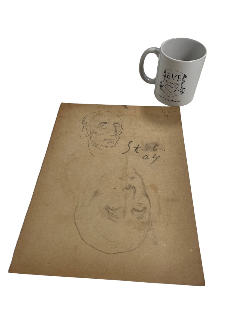 Vintage French Pencil Drawing Sketch Study Crocky Portrait on - Etsy