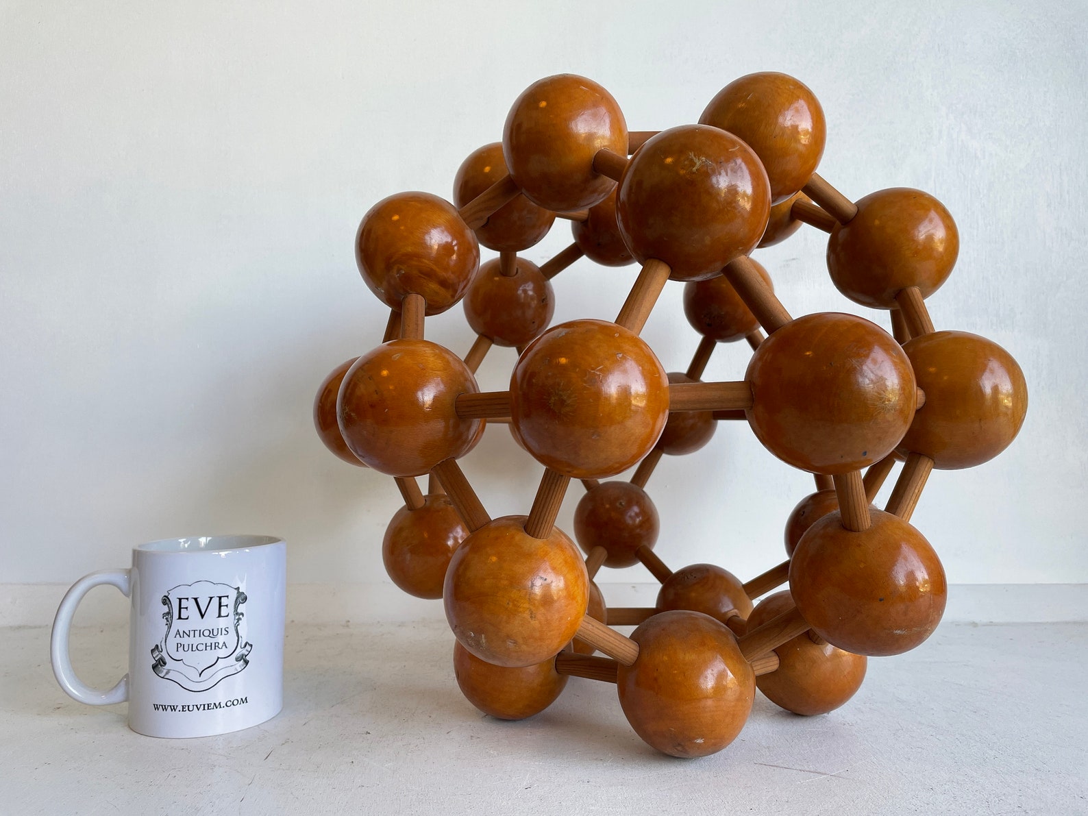 Vintage French Lacquered Wood Atom Model Statue Representation Figurine ...