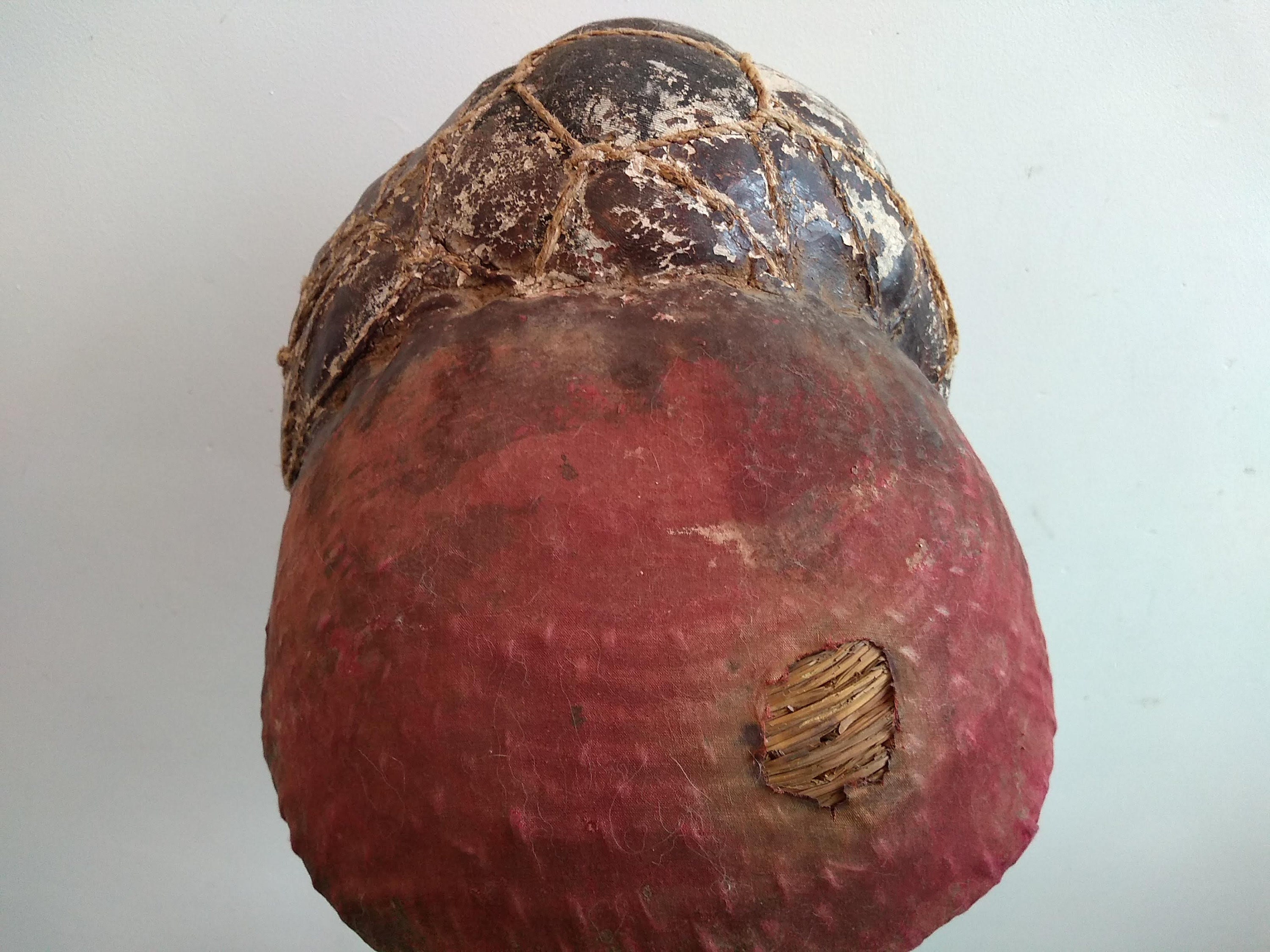 Vintage African Wooden Waxed Cloth Wicker Mask Full Head Decor | Etsy