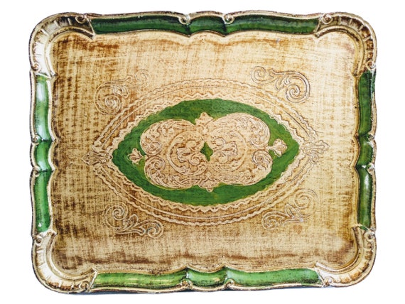 Vintage Italian Florentine Florence Gold Green Wood Ornately - Etsy