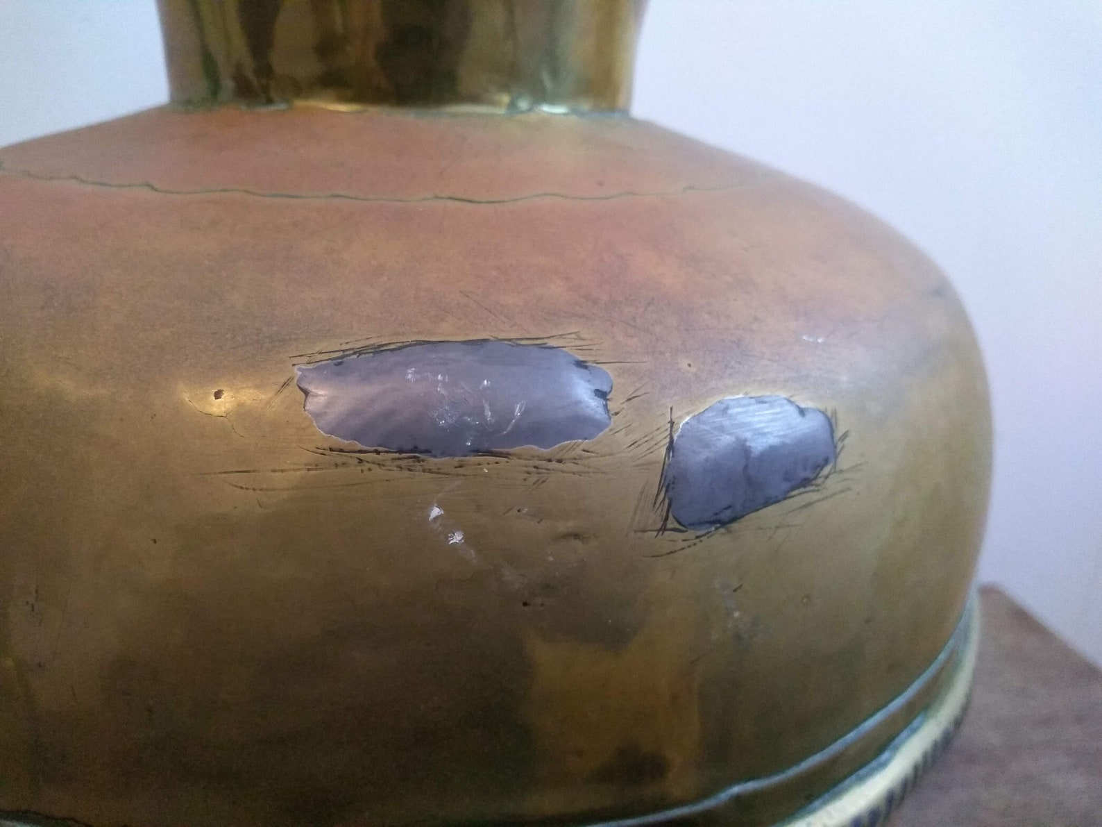 Antique French Large Brass Pot Repaired Container Vase Flask | Etsy