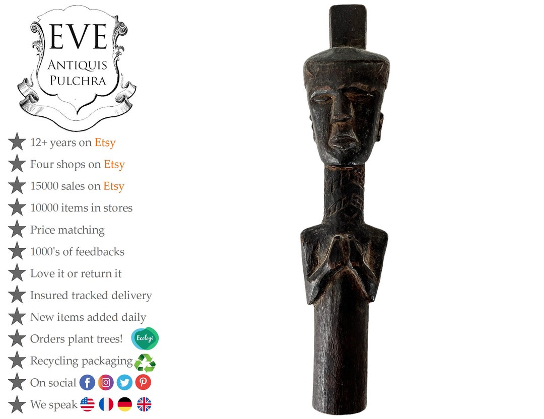 Vintage African Rwandan Wooden Brown Natural Wood Man Scar Figurine ...