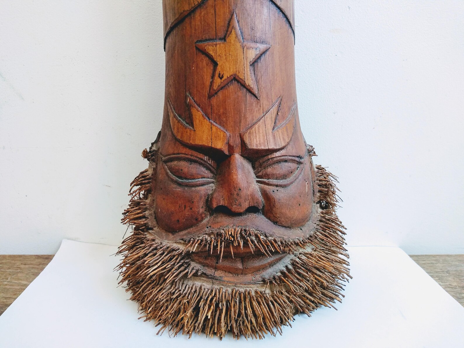 Vintage Chinese Hand Carved Bearded Smiling Buddha Face Bust - Etsy