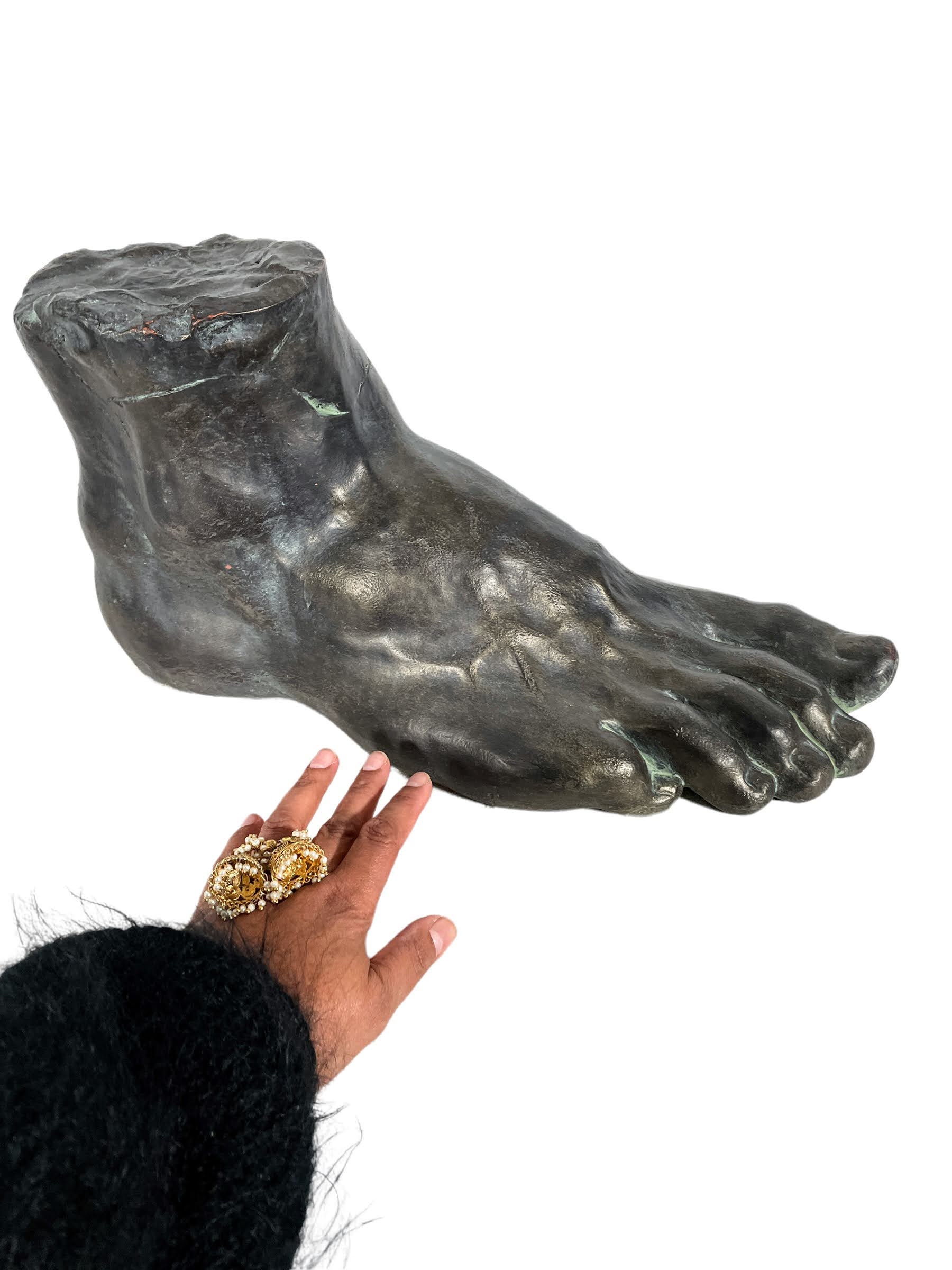 Vintage English Extra Large Faux Bronze Foot Sculpture Roman - Etsy