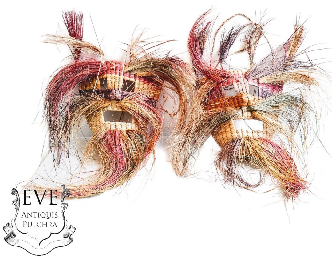 Vintage South American Style Mask Decorative Woven Wicker Wall Hanging ...