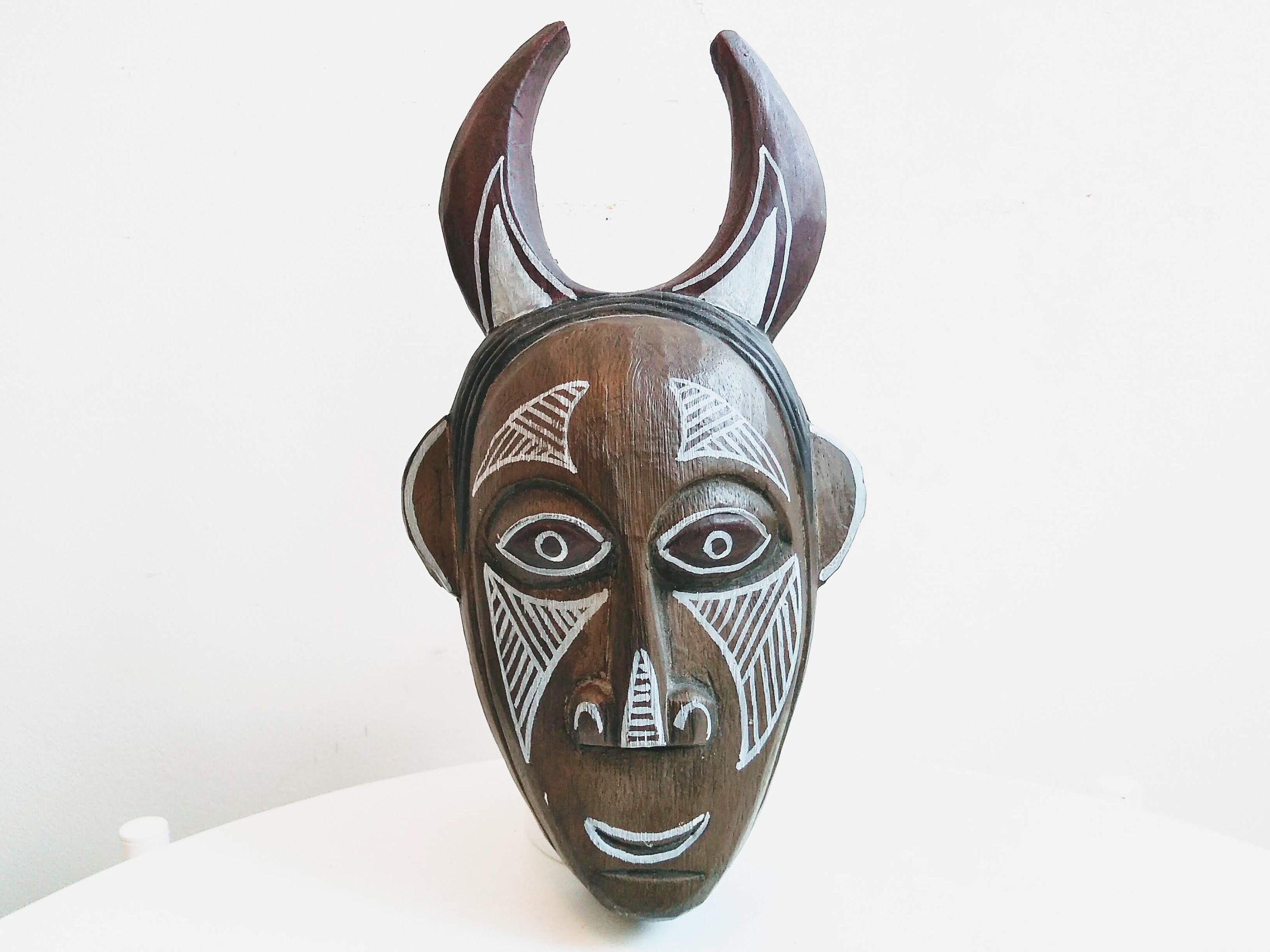 Vintage African Medium Wooden Bust Mask Wall Decor Intricate Carved ...