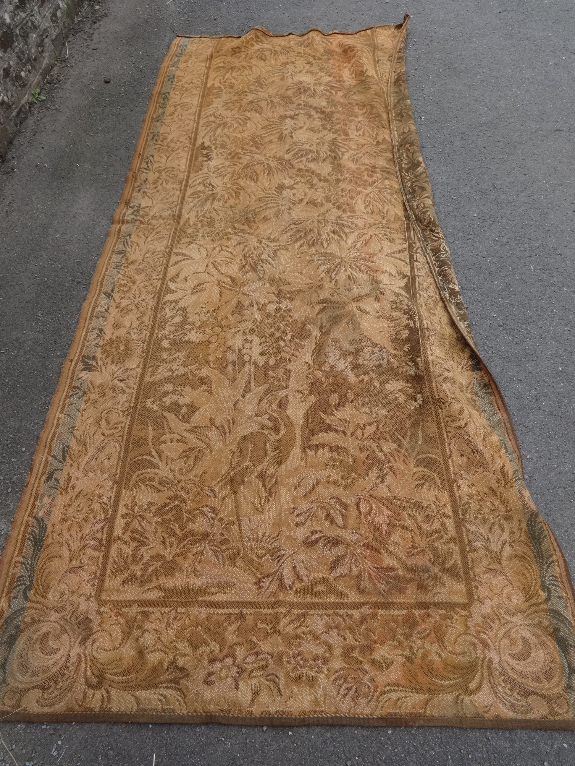Antique French Chateau Extra Long Large Wall Hanging Tapestry ...