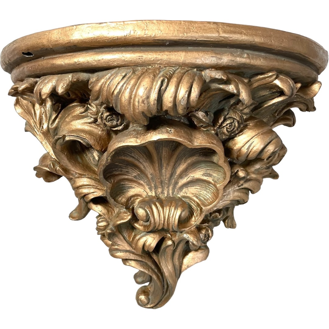 Vintage Italian Shelf Florentine Style Florence Gold Resin Ornately ...