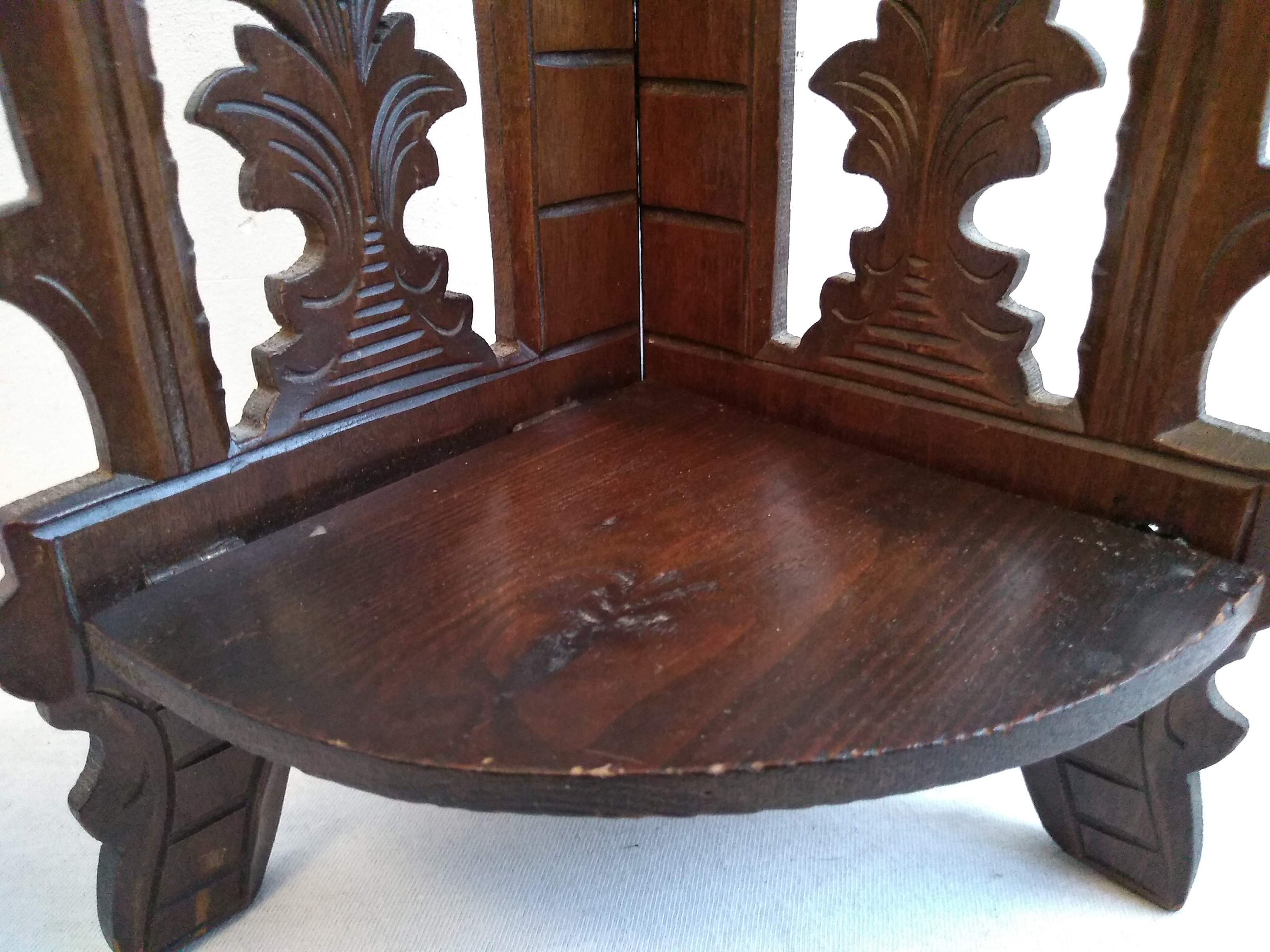 Vintage French Small Corner Shelf Plinth Stand Dark Wooden | Etsy