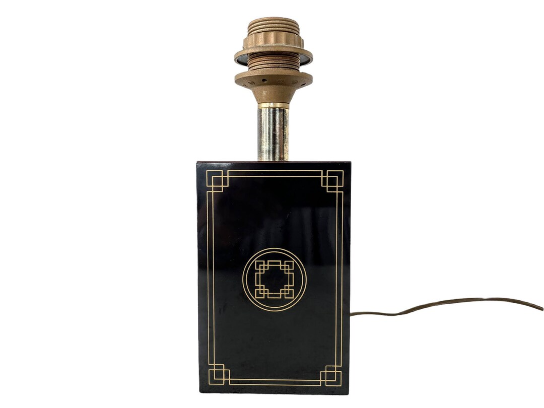 Vintage French Cellulite Table Lamp Standing Black Gold Metal Plastic ...