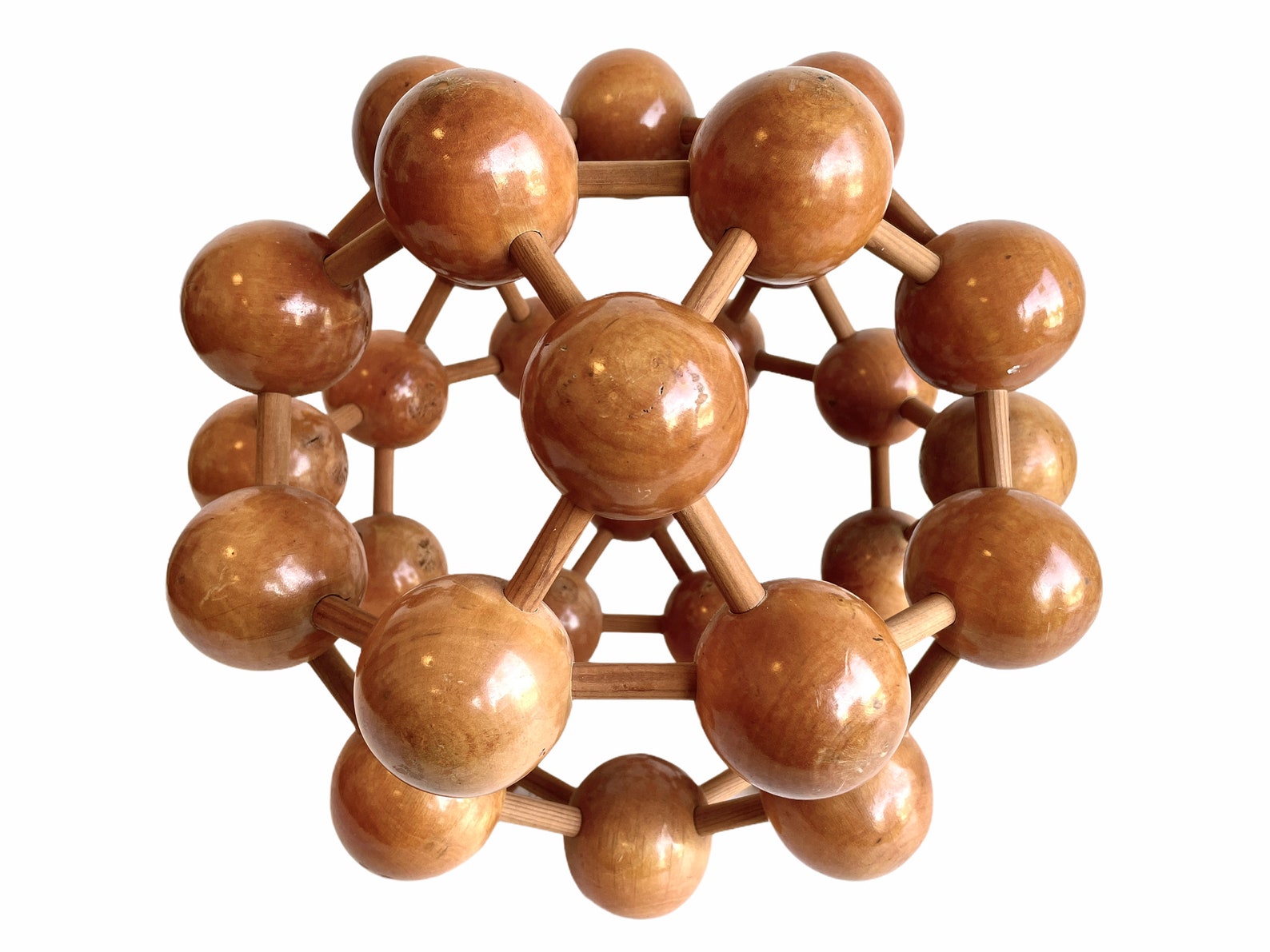 Vintage French Lacquered Wood Atom Model Statue Representation Figurine ...