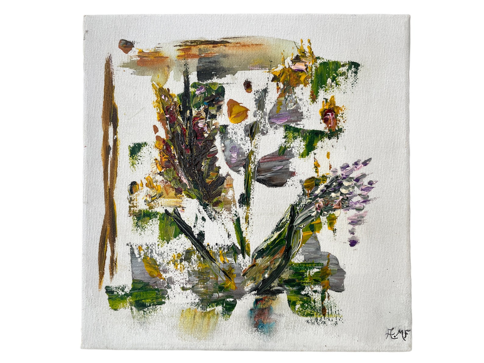 Vintage French Abstract Still Life Flowers Oil Painting on Canvas ...