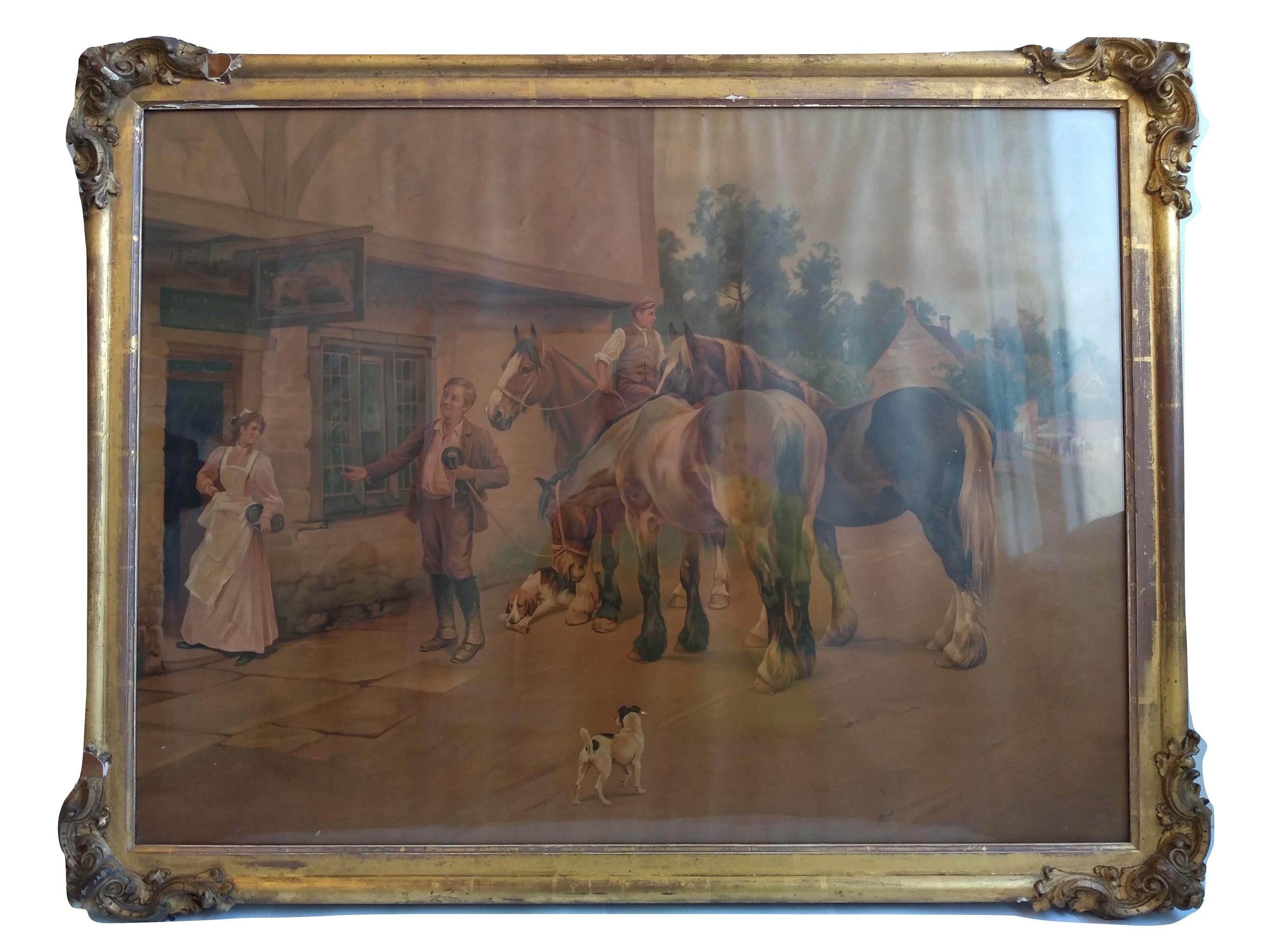 Antique English Large Framed Print of A Pub Scene in an - Etsy