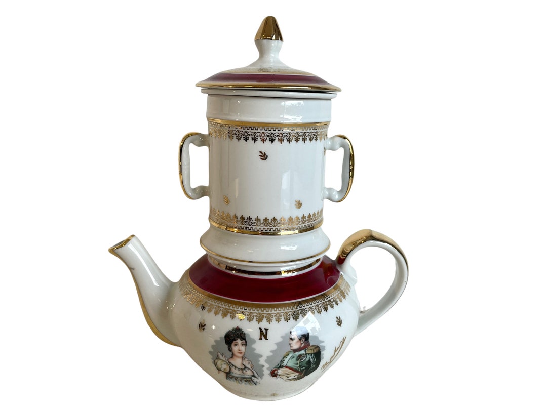 Vintage French Napoleon Portrait Porcelain Ceramic White Gold Red ...