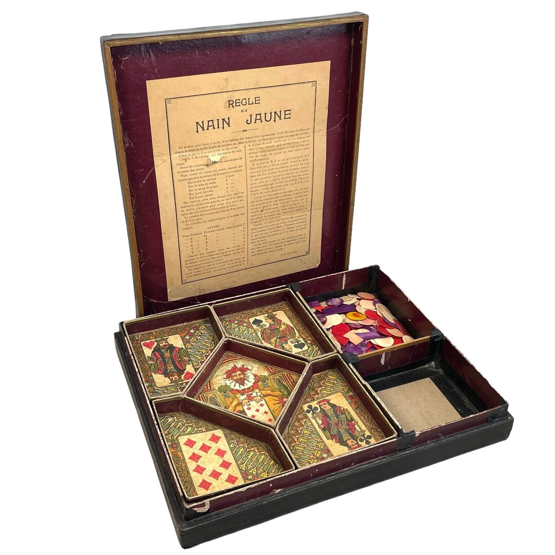 Antique French Token Gaming Chip Card Game Storage Box Chips Counters ...