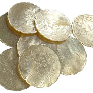 Antique Chinese SINGLE Circular Mother of Pearl Gaming Chip Counter ...