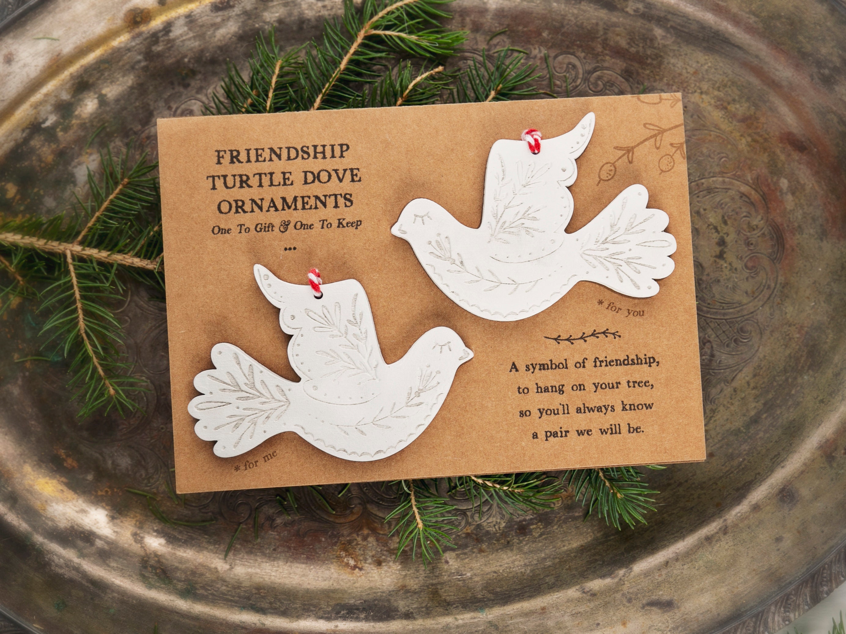Turtle Dove Christmas Ornaments: Hand-painted Wooden Friendship Gift ...