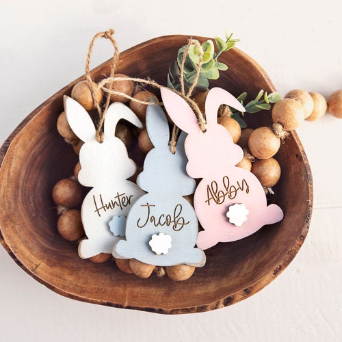 Personalized Bunny Easter Basket Tag Custom Easter Place Card - Etsy
