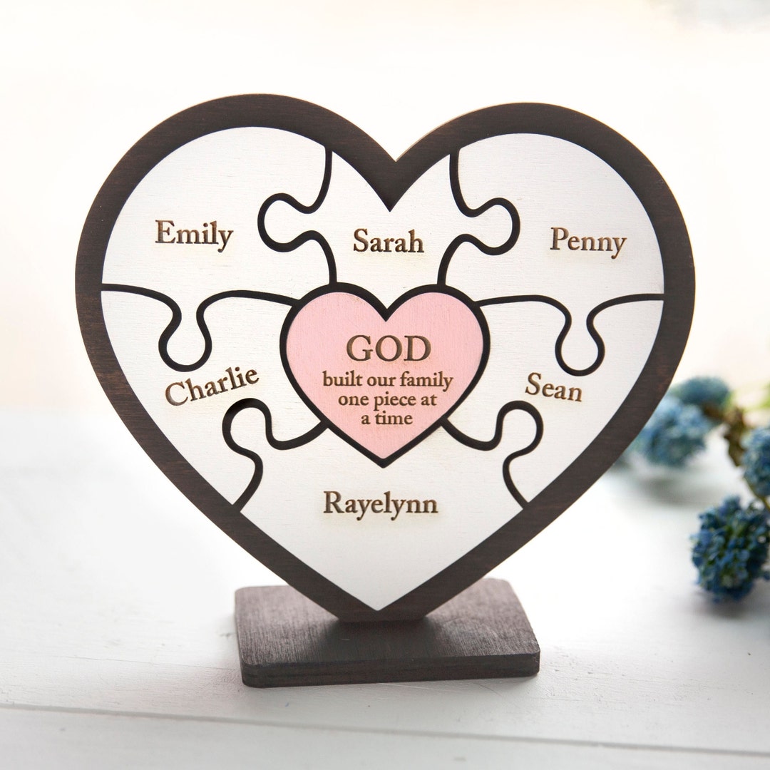Personalized Family Puzzle Piece Sign: Engraved Heart Keepsake - Etsy