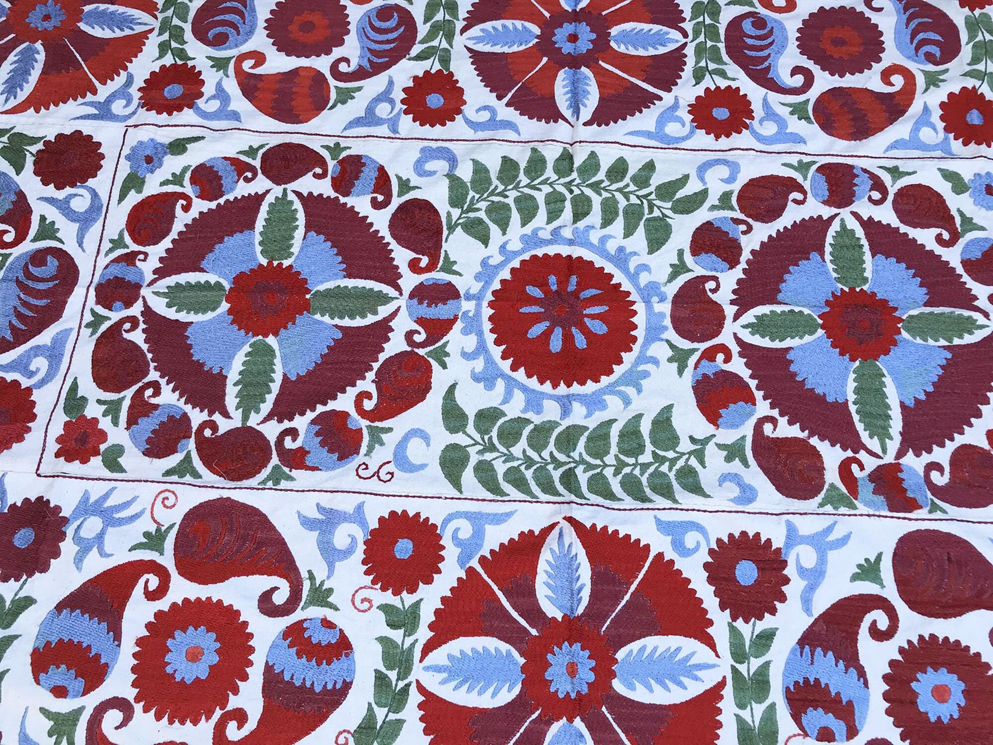 Handmade Suzani Fabric, Floral Bedspread, Suzani Bedding With Ethnic ...