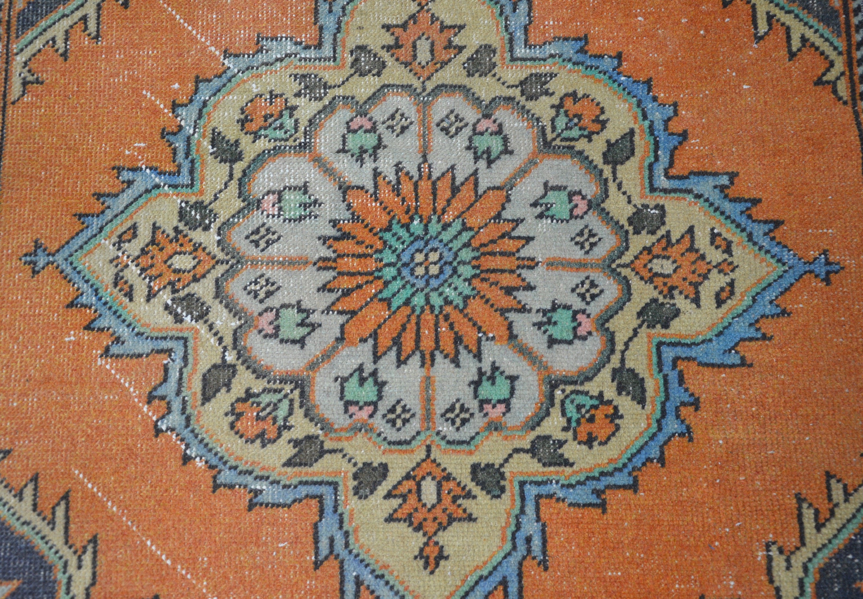 Medallion Design Handmade Runner, Tribal Faded Corridor Rug, Vintage ...