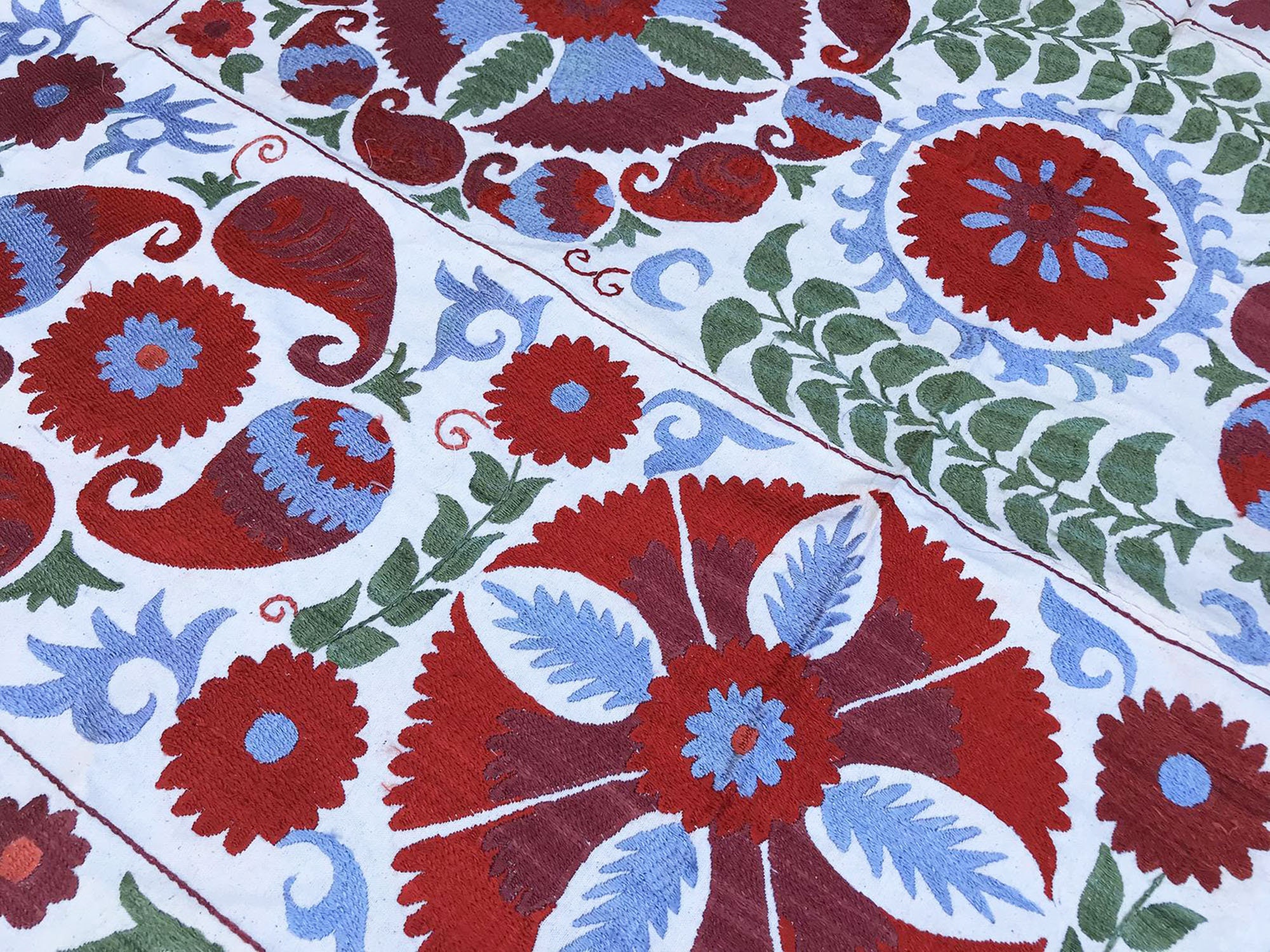 Handmade Suzani Fabric, Floral Bedspread, Suzani Bedding With Ethnic ...