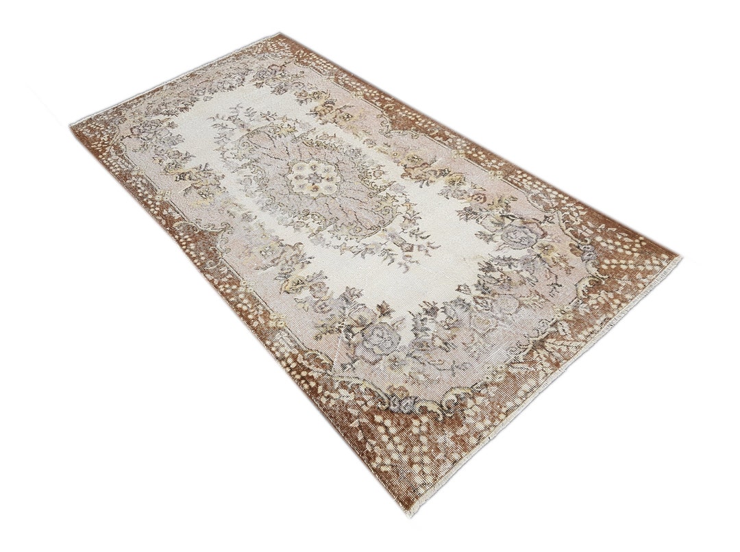 Soft Color Vintage Pastel Carpet With Medallion Design, 4x7 Faded Rug ...