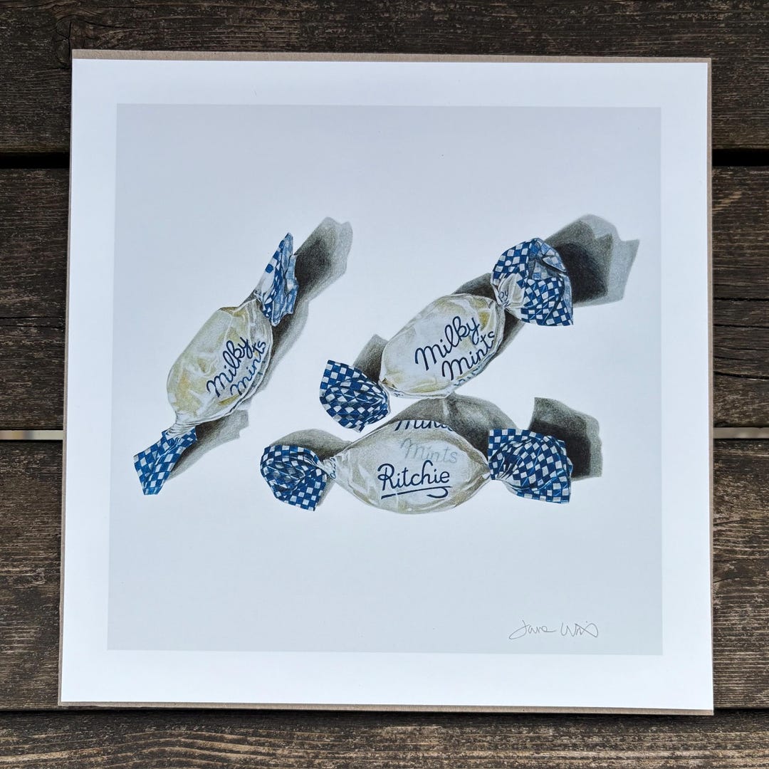 Milky Mints Art Print: Irish Candy Coloured Pencil Painting, 8x8" - Etsy