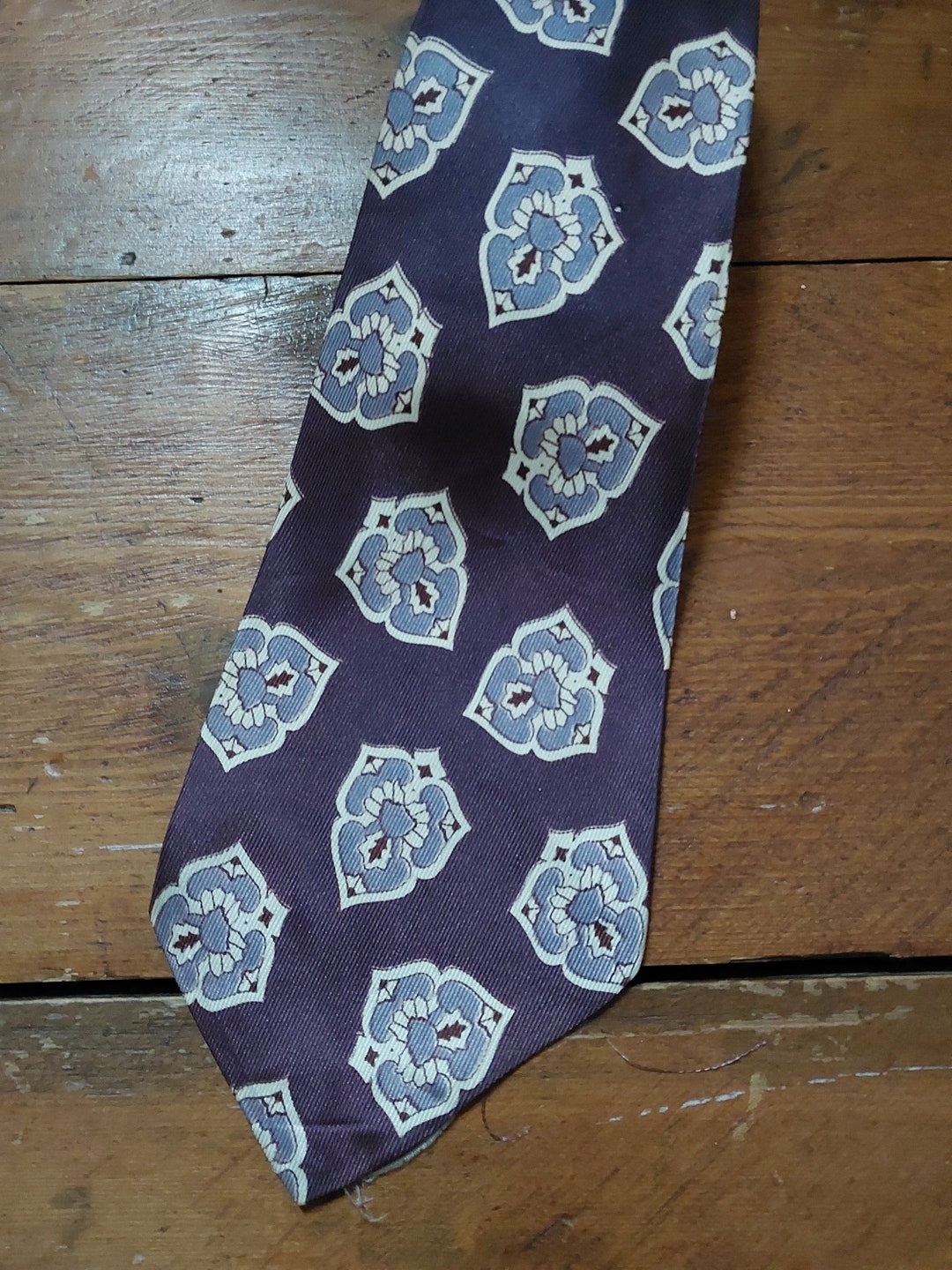 1940s Rayon Blue Tie - Etsy