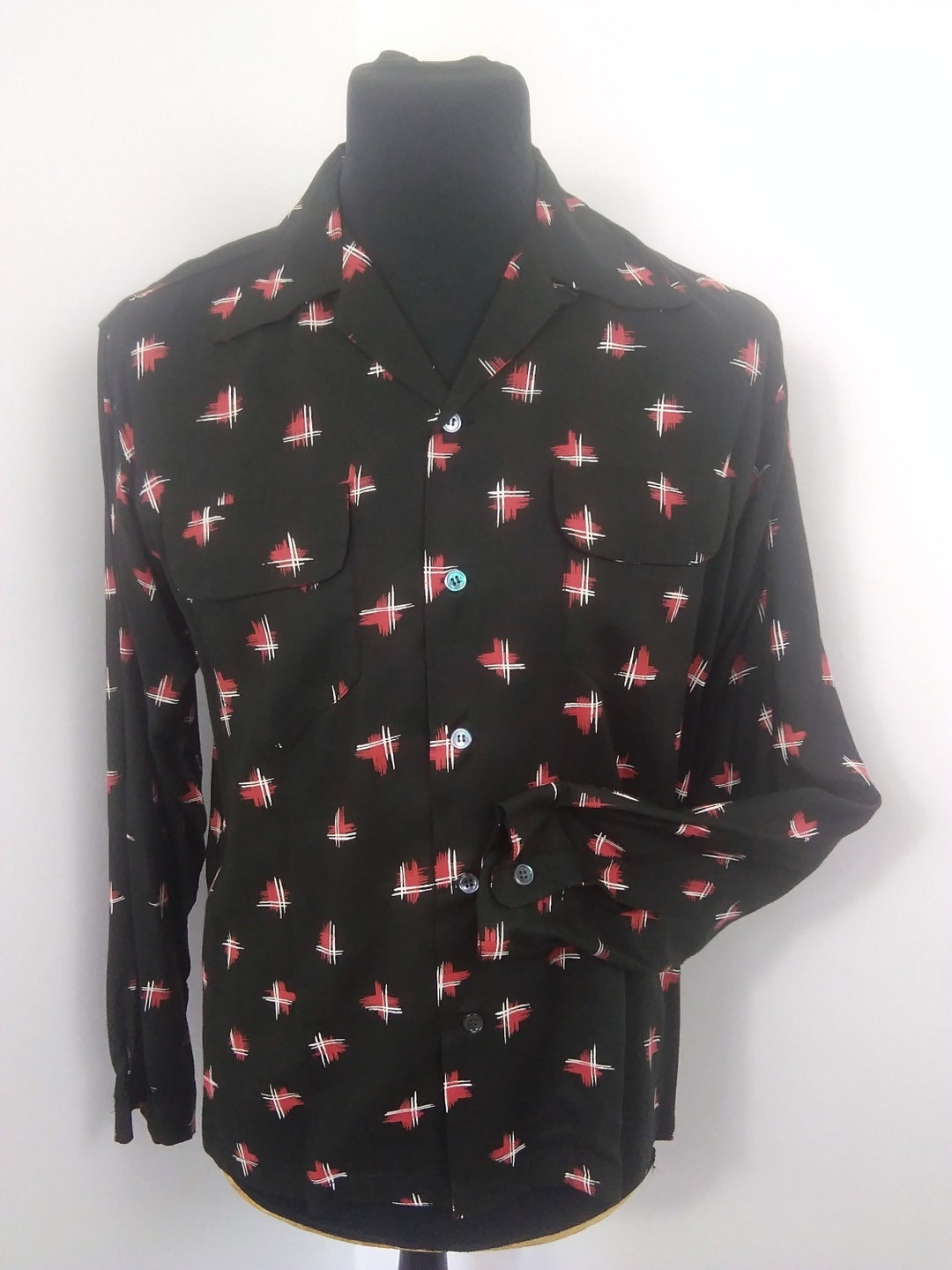 1950s Black Atomic Style Shirt - Etsy