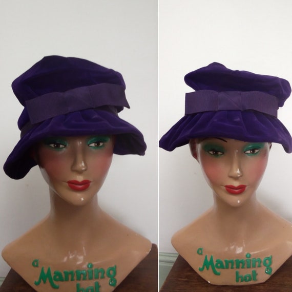 1950s Vintage Purple Velvet Hat - Etsy