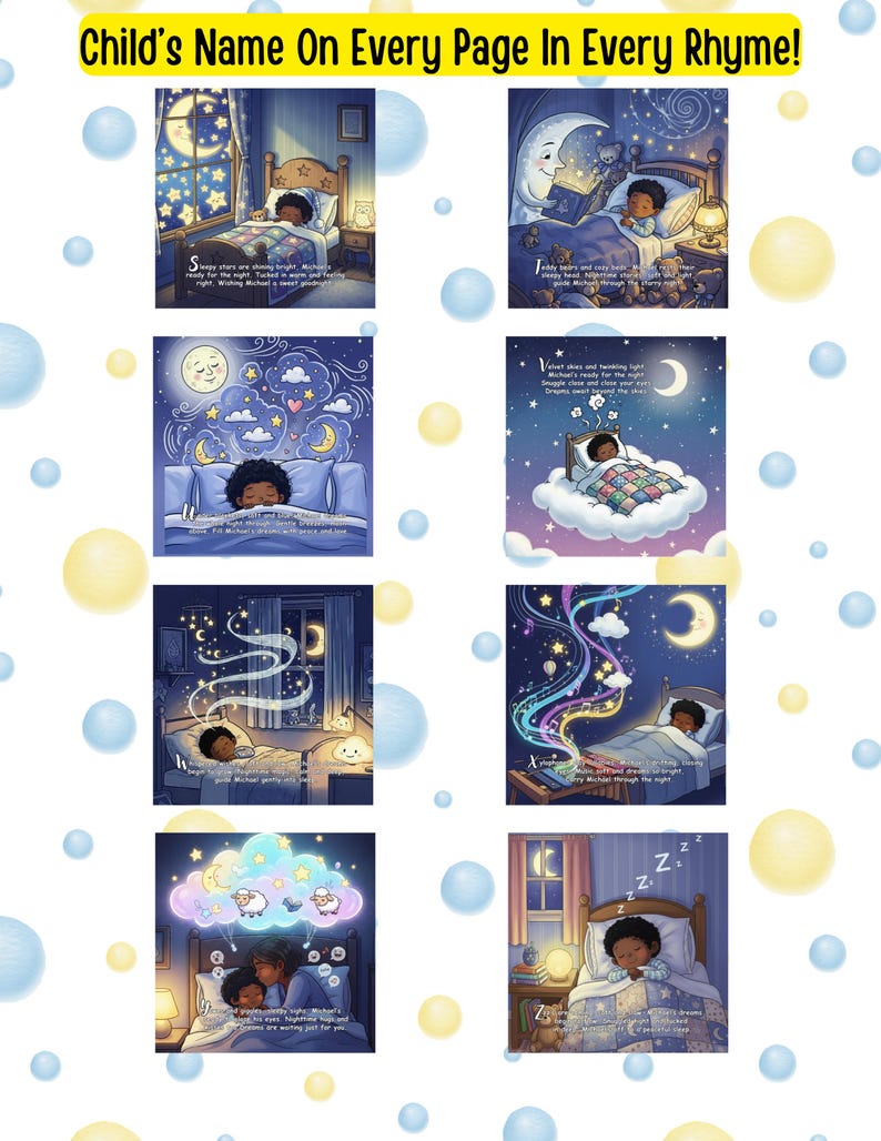 Personalized Bedtime Storybook, African American Boy, Alphabet Zzz's - Etsy