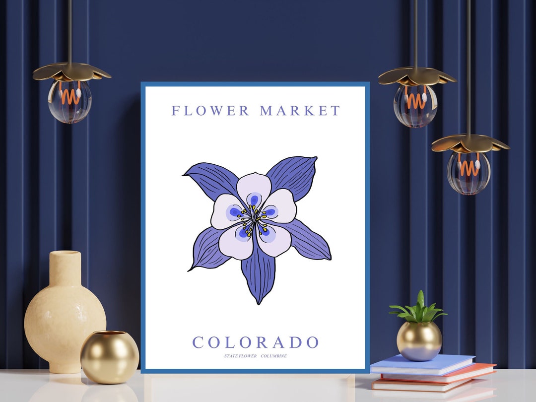 Flower Market Colorado State Flower, Botanical Wall Art, US State ...