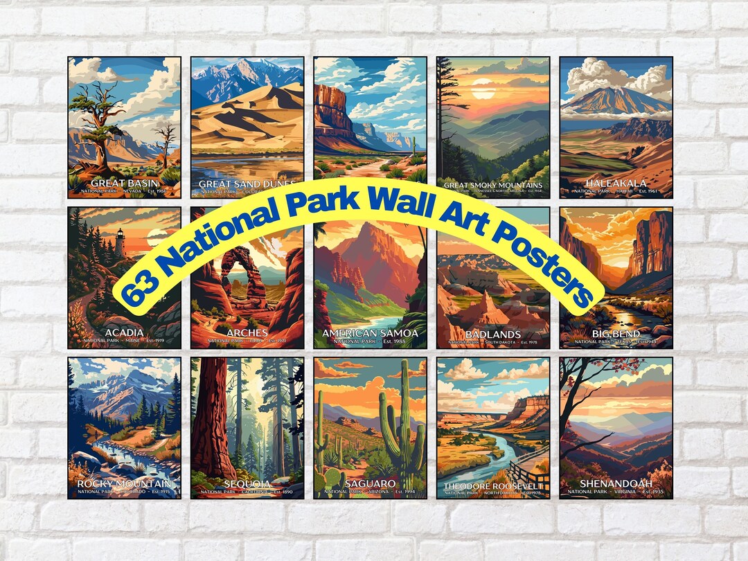 All 63 US National Park Posters Set Digital Download, Mega Bundle ...