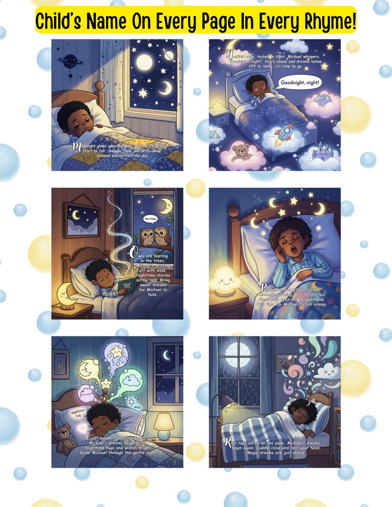 Personalized Bedtime Storybook, African American Boy, Alphabet Zzz's - Etsy