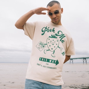 Pick Me Men's Staycation T-shirt With Strawberry Graphic - Etsy