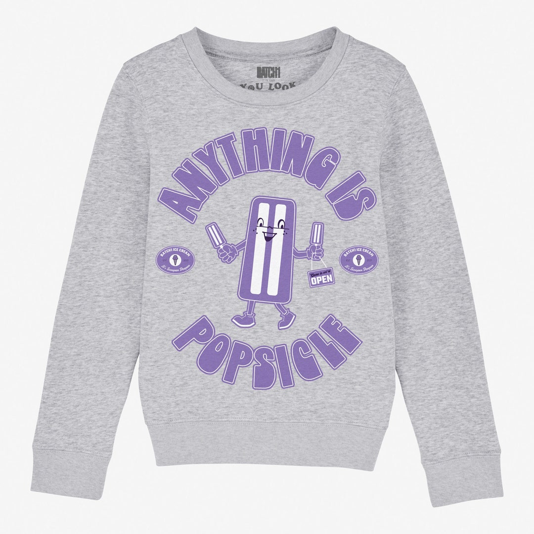 Anything is Popsicle Kids Ice Cream Slogan Sweatshirt in Grey - Etsy
