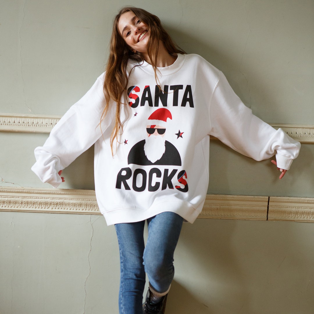 Santa Rocks Women's Christmas Jumper - Etsy