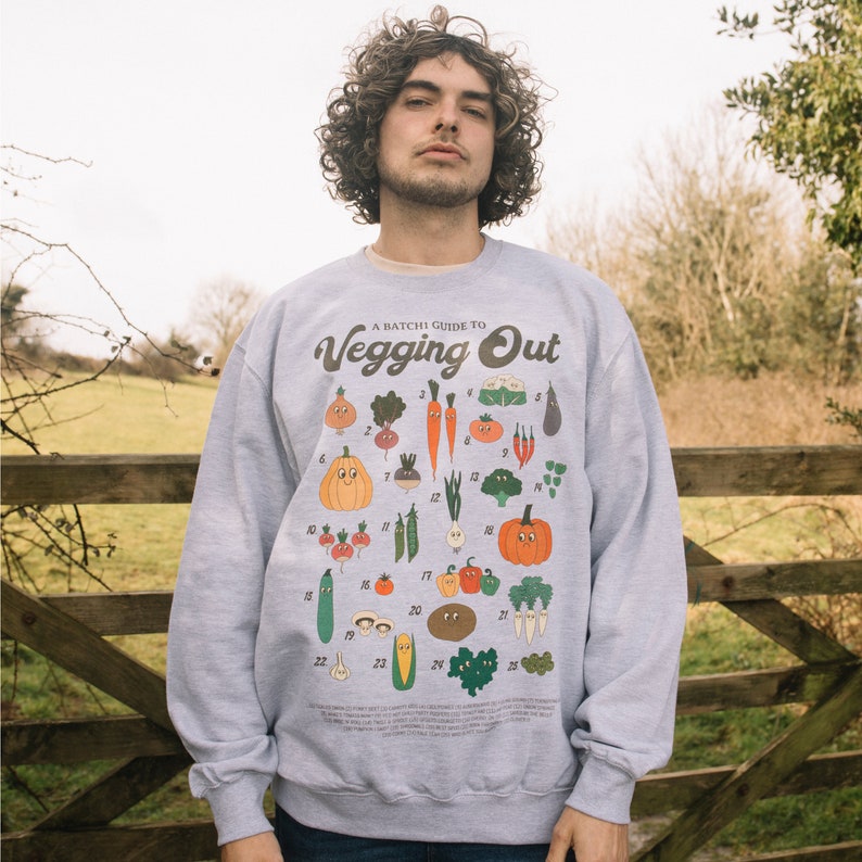 Vegging Out Men's Vegetable Guide Sweatshirt - Etsy