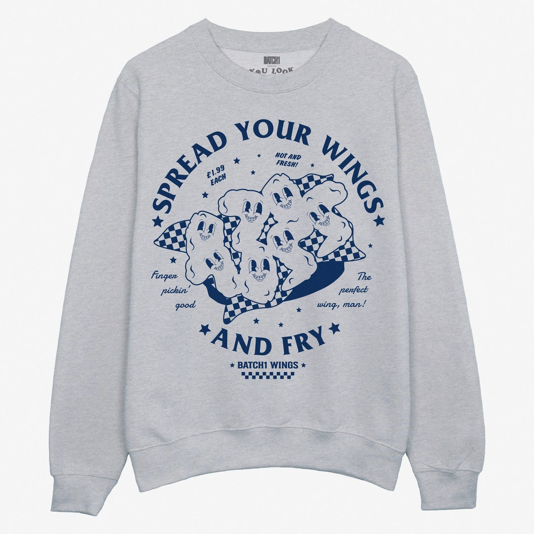 Spread Your Wings Fried Chicken Merch Sweatshirt in Grey - Etsy